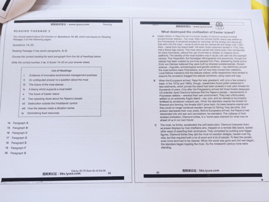 IELTS Practice Papers 練習 Past Papers Notes 筆記, 興趣及遊戲, 書本 & 文具, 書本及雜誌 ...