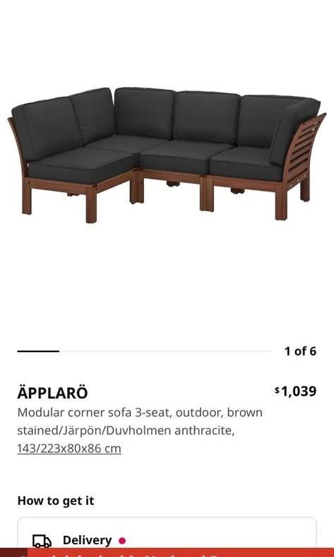 IKEA APPLARO Modular Corner 3-Seat Sofa, Furniture & Home Living ...