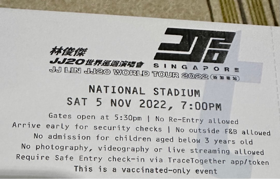 JJ Lin Concert Ticket - CAT3 (5/11/2022; Saturday), Tickets & Vouchers ...
