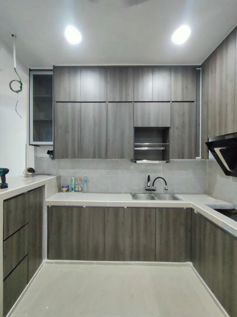 Kabinet Dapur/ Kitchen Cabinet/Melamine/4G glass /Quartz Stone top ...