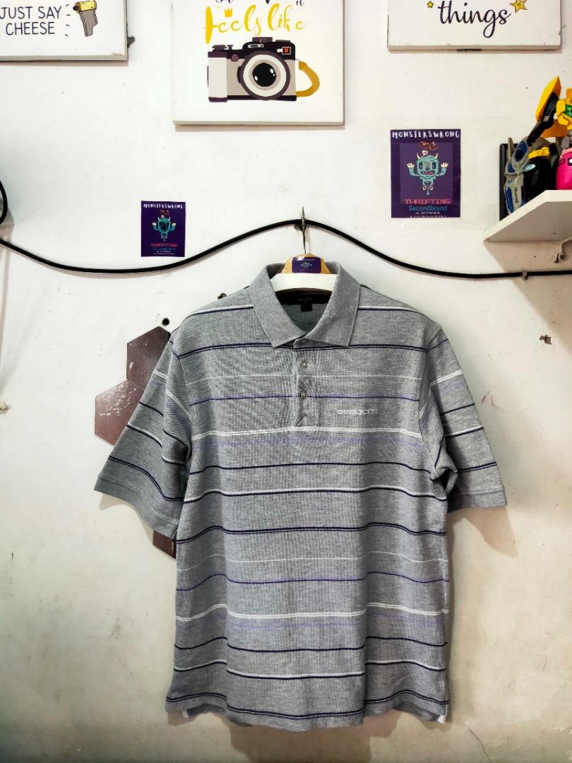 Kaos Polo Sean Jhon Abu Abu Garis Garis Ungu Putih, Fesyen Pria ...