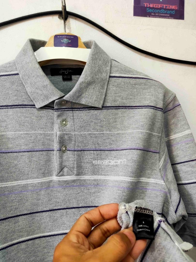 Kaos Polo Sean Jhon Abu Abu Garis Garis Ungu Putih, Fesyen Pria ...