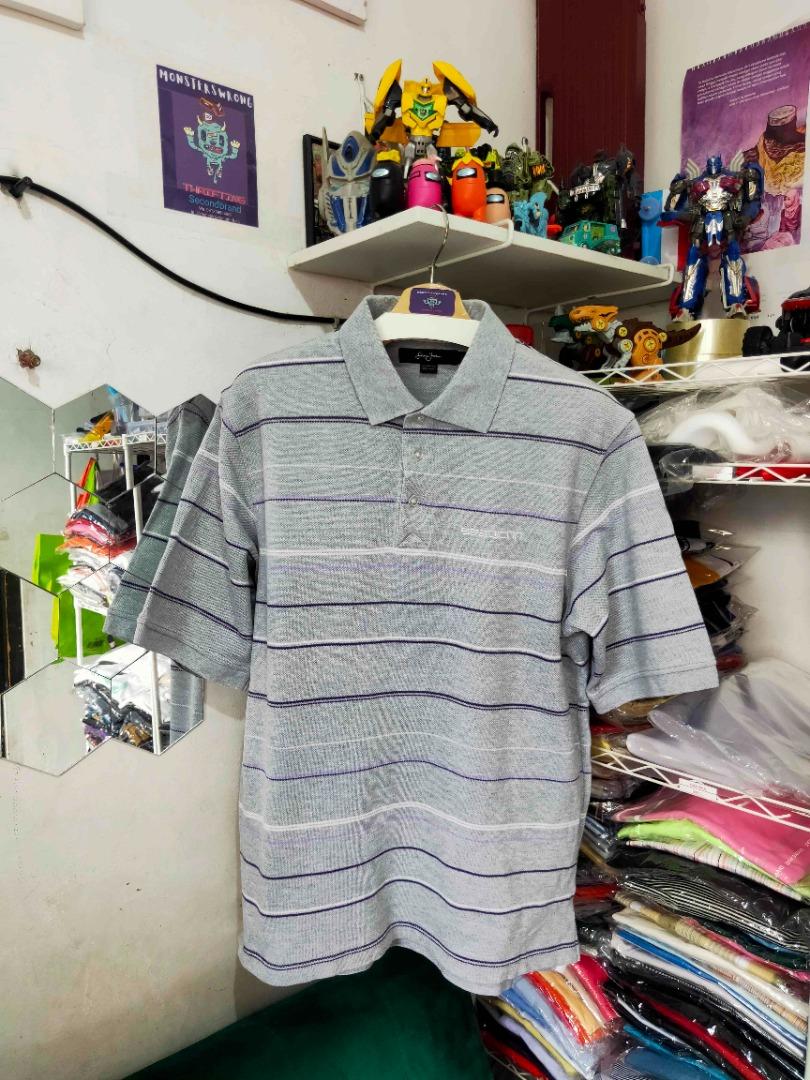 Kaos Polo Sean Jhon Abu Abu Garis Garis Ungu Putih, Fesyen Pria ...