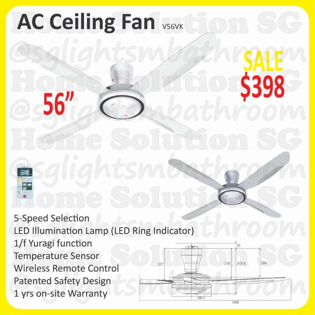KDK AC Motor / DC Motor Ceiling Fan, Furniture & Home Living, Lighting ...