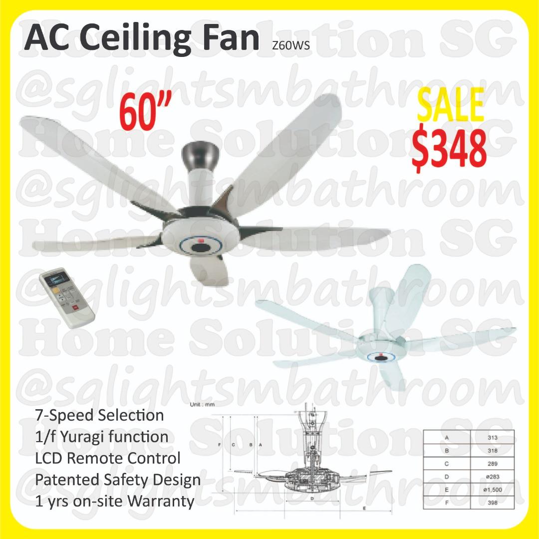KDK AC Motor / DC Motor Ceiling Fan, Furniture & Home Living, Lighting ...