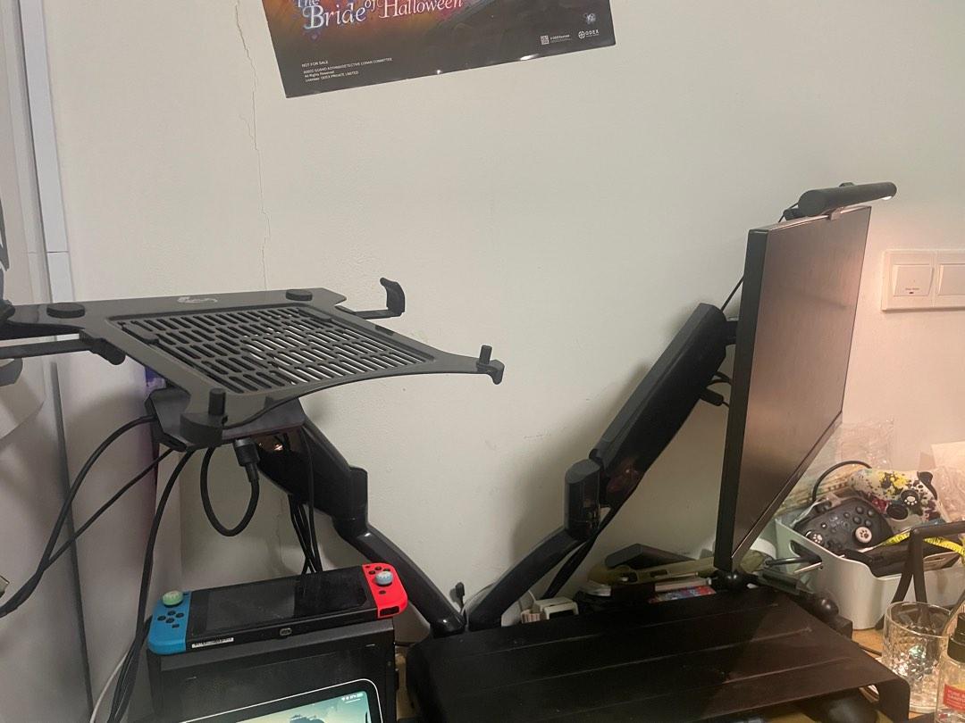 LG 24'' Monitor + Monitor Arm + Monitor Light Bar+Monitor Stand ...