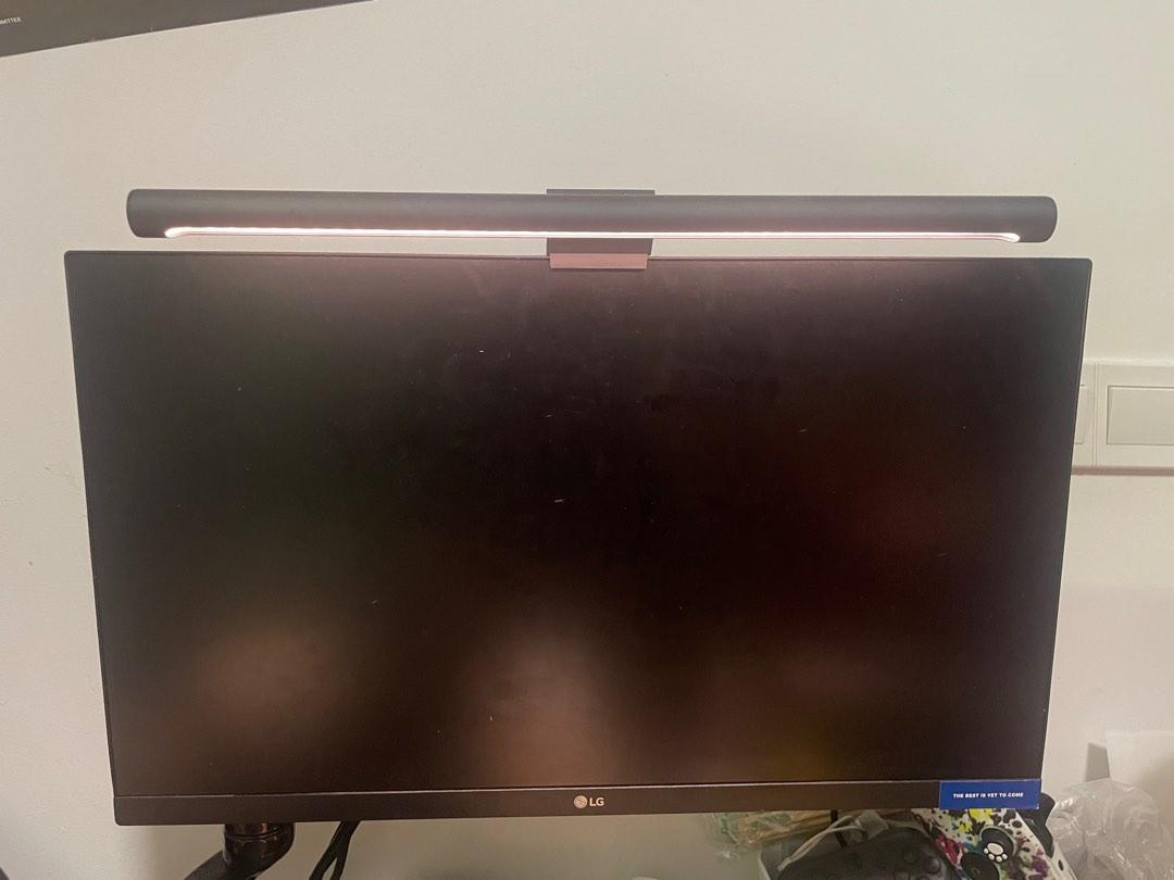 LG 24'' Monitor + Monitor Arm + Monitor Light Bar+Monitor Stand ...