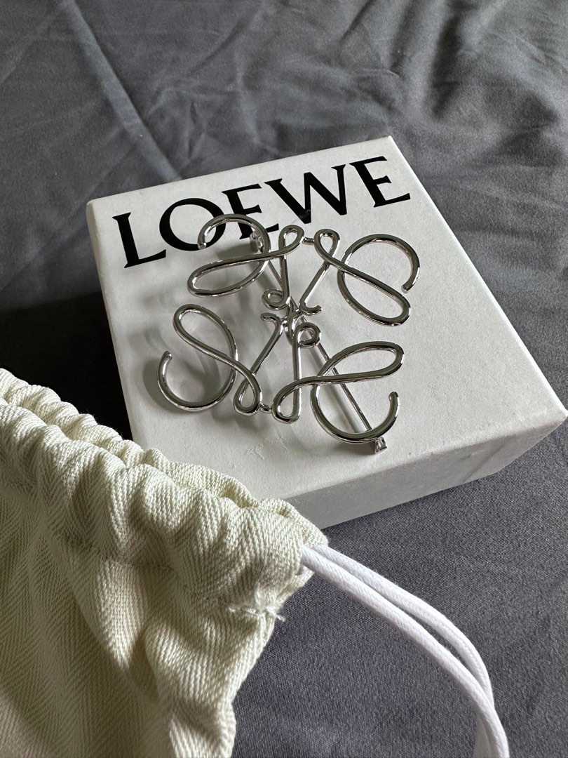 Loewe Anagram Brooch in Silver, Women's Fashion, Jewelry & Organisers ...