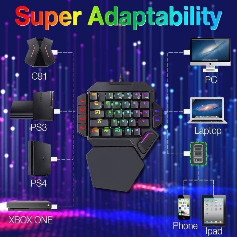 Miracle Snail: One-Handed Keyboard, K50 RGB One Hand Mechanical Gaming ...