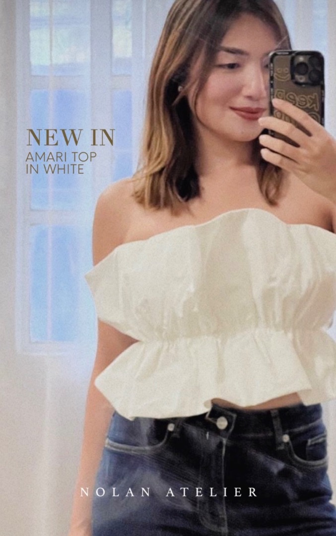 NOLAN ATELIER AMARI TUBE SMOCK TOP (WHITE - MEDIUM), Women's Fashion ...