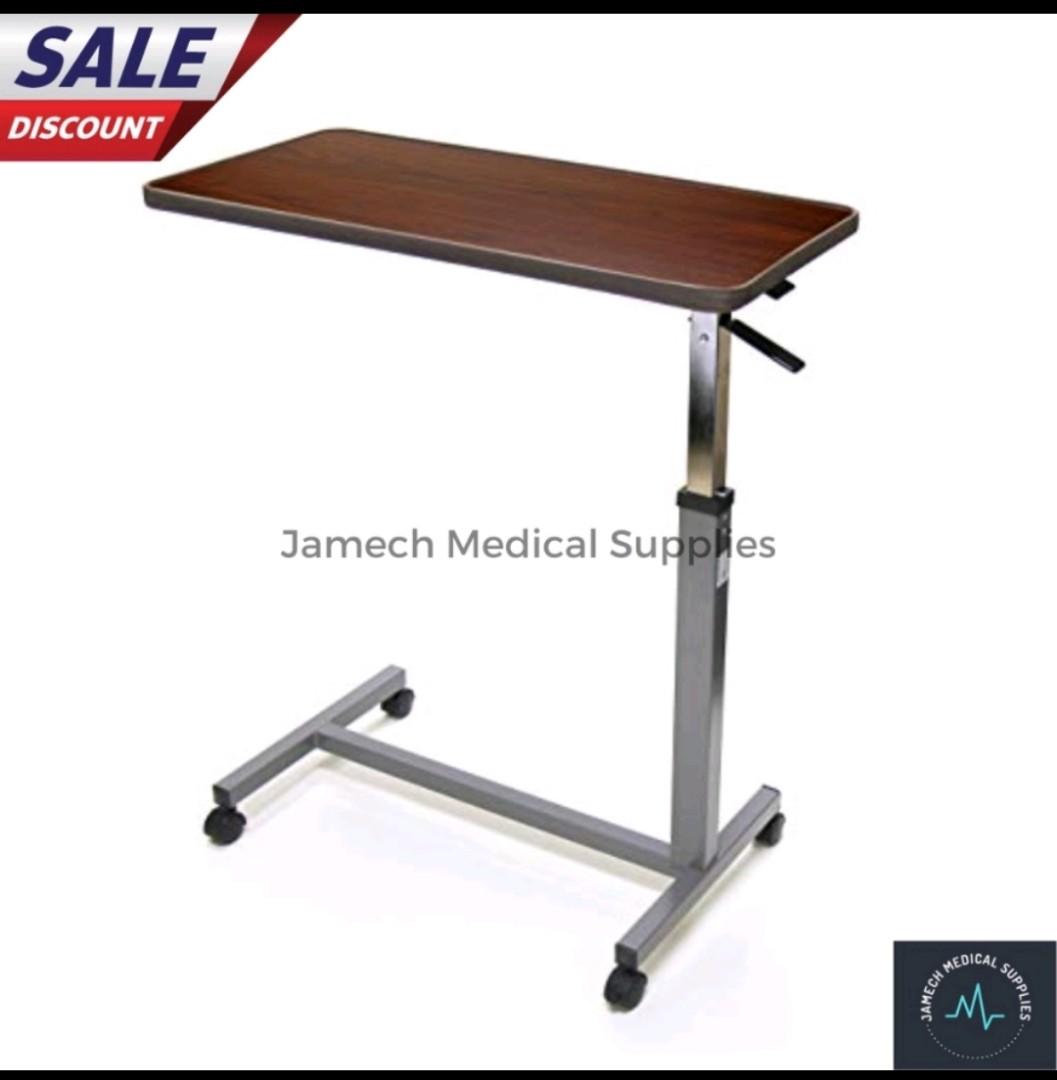 Overbed Table With Wheels ( Adjustable ), Health & Nutrition, Medical ...