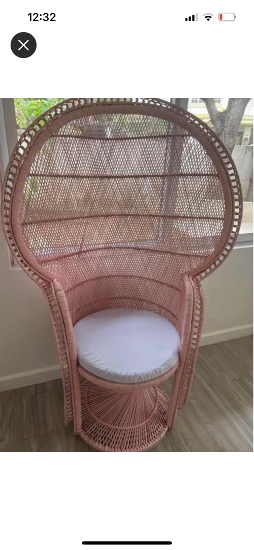 Pink Rattan Chair, Furniture & Home Living, Furniture, Chairs on Carousell