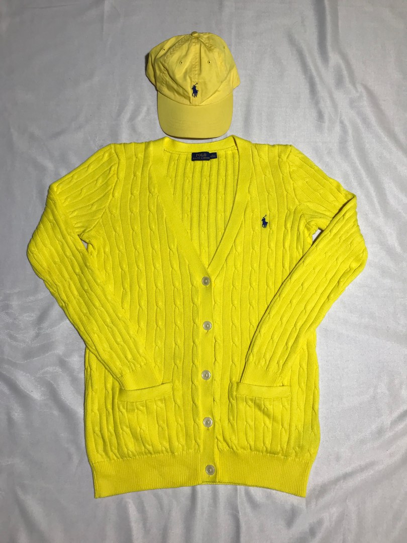 Polo Ralph Lauren Yellow Cardigan/Cap (Aspack), Women's Fashion, Tops ...