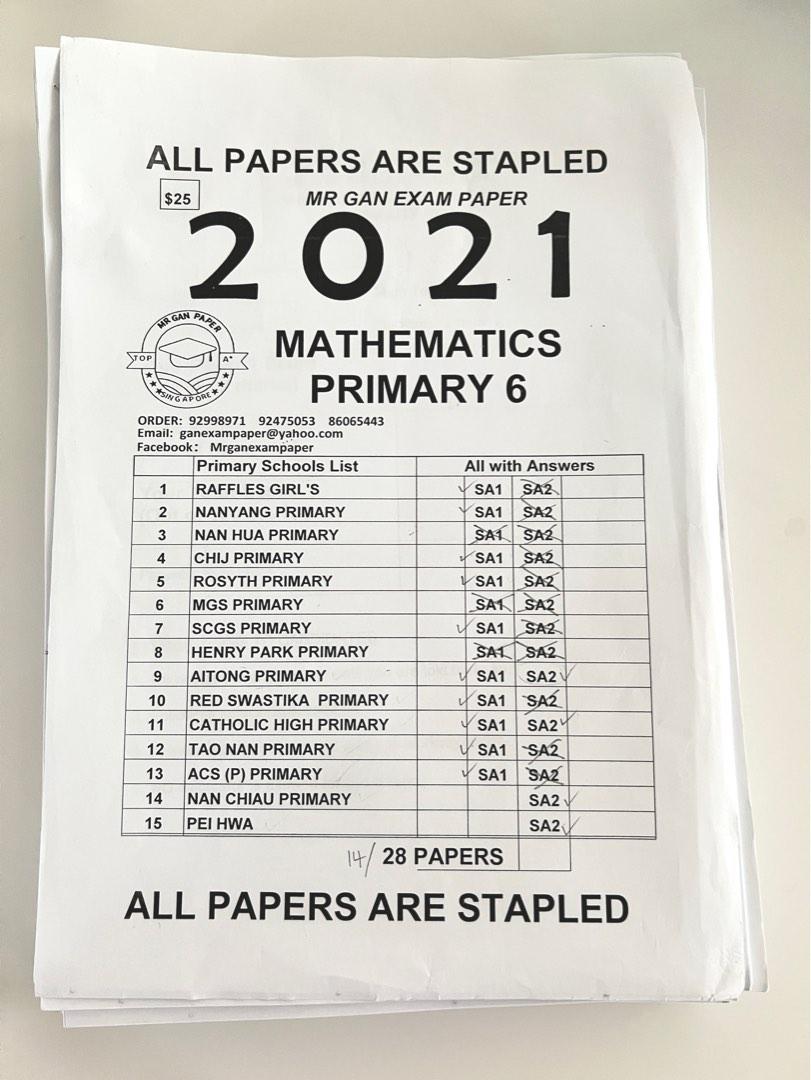 PSLE P6 - 2021 Past Year Papers (Half-Completed), Hobbies & Toys, Books ...
