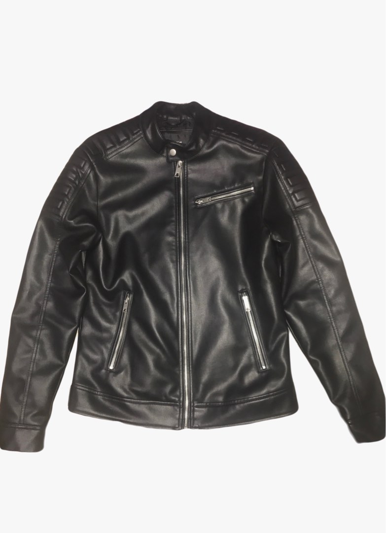 Pull & Bear Leather Jacket, Men's Fashion, Coats, Jackets and Outerwear on Carousell