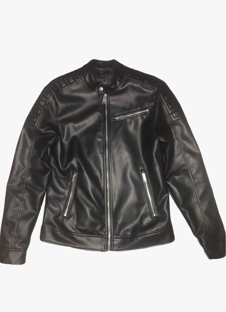 Pull & Bear Leather Jacket, Men's Fashion, Coats, Jackets and Outerwear on Carousell