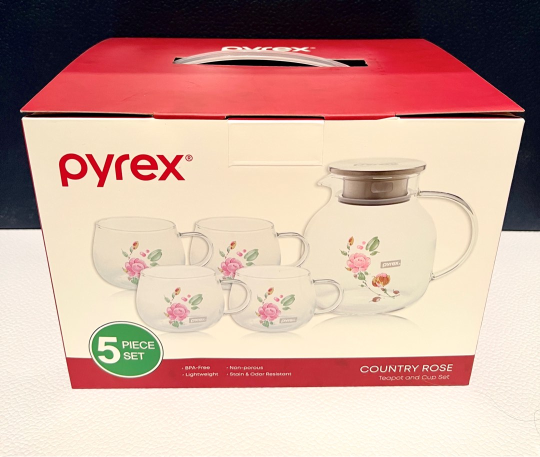 Pyrex Country Rose Tea Set 5pcs, Furniture & Home Living, Kitchenware ...