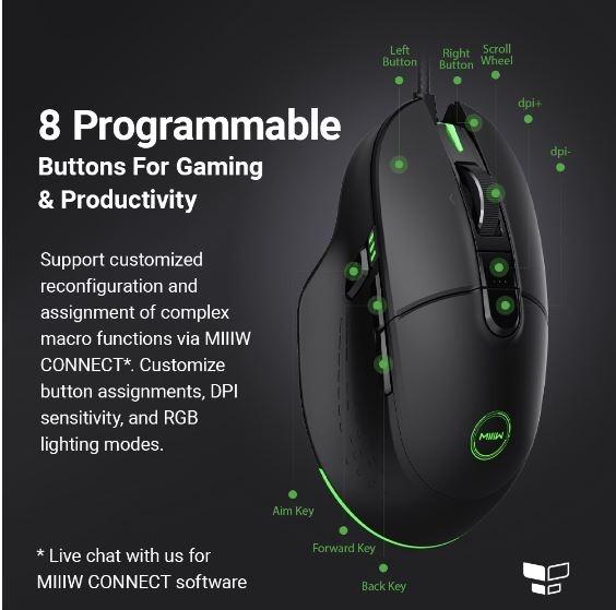 【READY STOCK】Miiiw Gaming Mouse G02 RGB 8 Programmable Buttons Wired ...