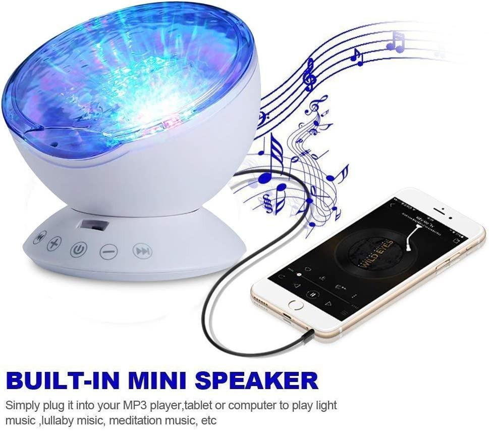 Remote Control Ocean Wave Projector,12 LED &7 Colors Night Light ...