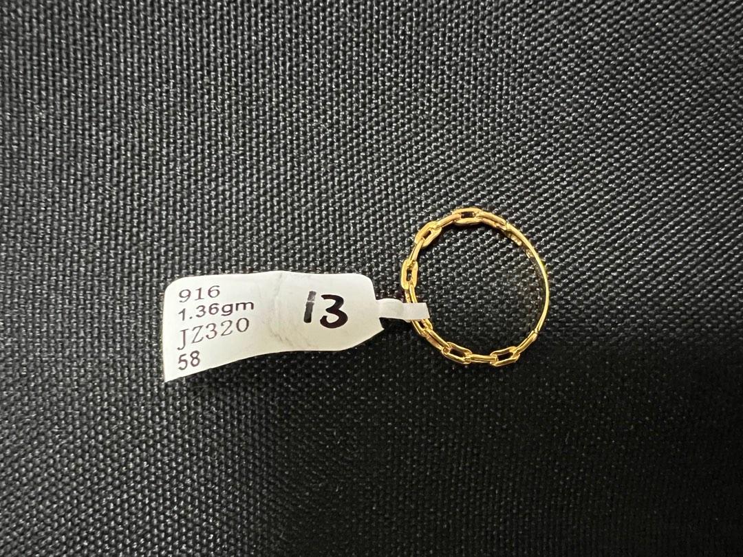 Seng Fong Jewellery Authentic 916 Gold Chain Ring, Women's Fashion ...