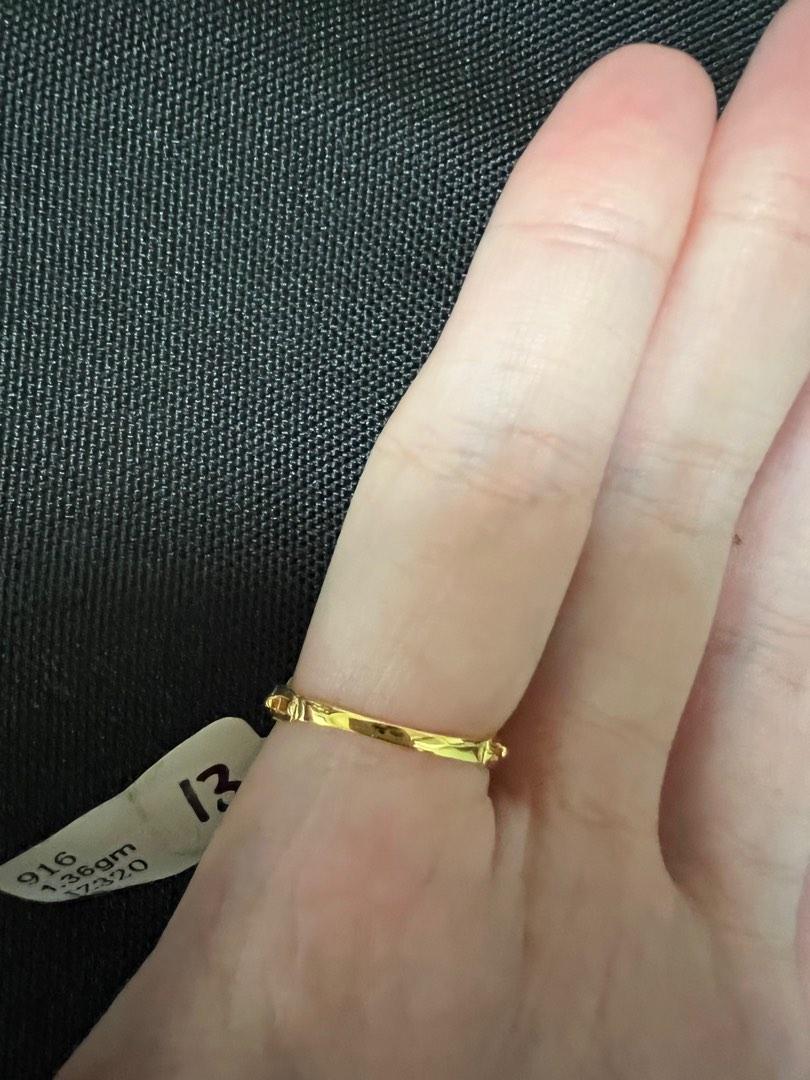 Seng Fong Jewellery Authentic 916 Gold Chain Ring, Women's Fashion ...