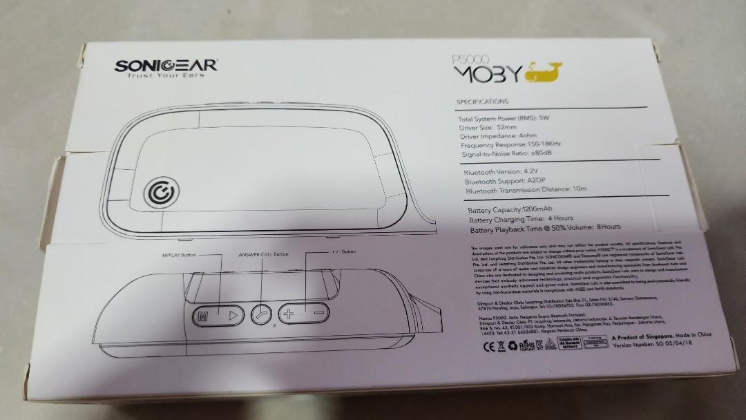 Sonigear P5000 MOBY Bluetooth Speaker, Audio, Soundbars, Speakers ...