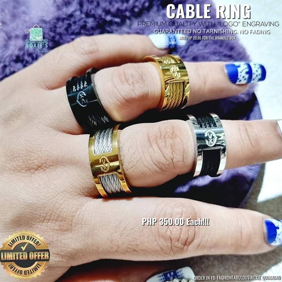 STAINLESS STEEL CABLE RINGS, Women's Fashion, Jewelry & Organizers ...
