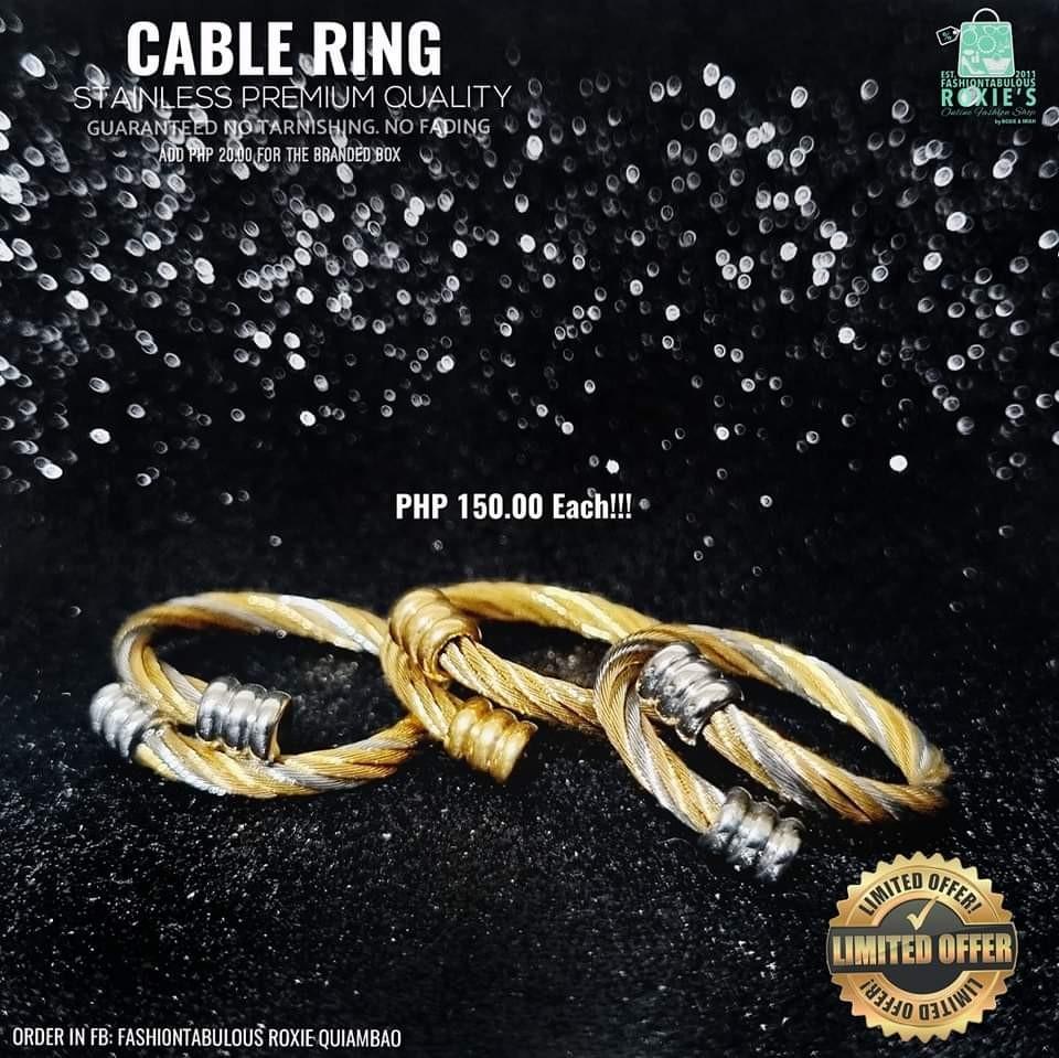 STAINLESS STEEL CABLE RINGS, Women's Fashion, Jewelry & Organizers ...