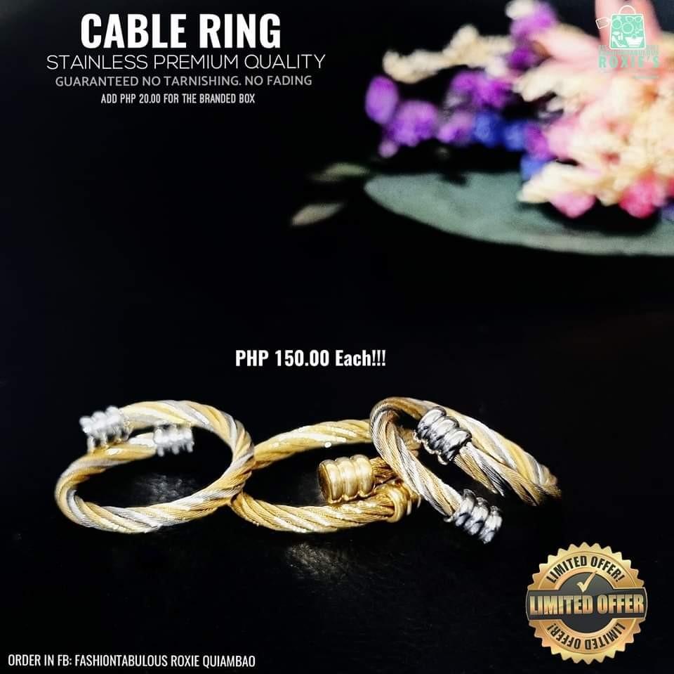 STAINLESS STEEL CABLE RINGS, Women's Fashion, Jewelry & Organizers ...