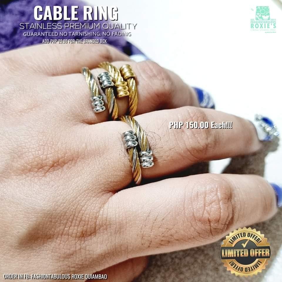STAINLESS STEEL CABLE RINGS, Women's Fashion, Jewelry & Organizers ...