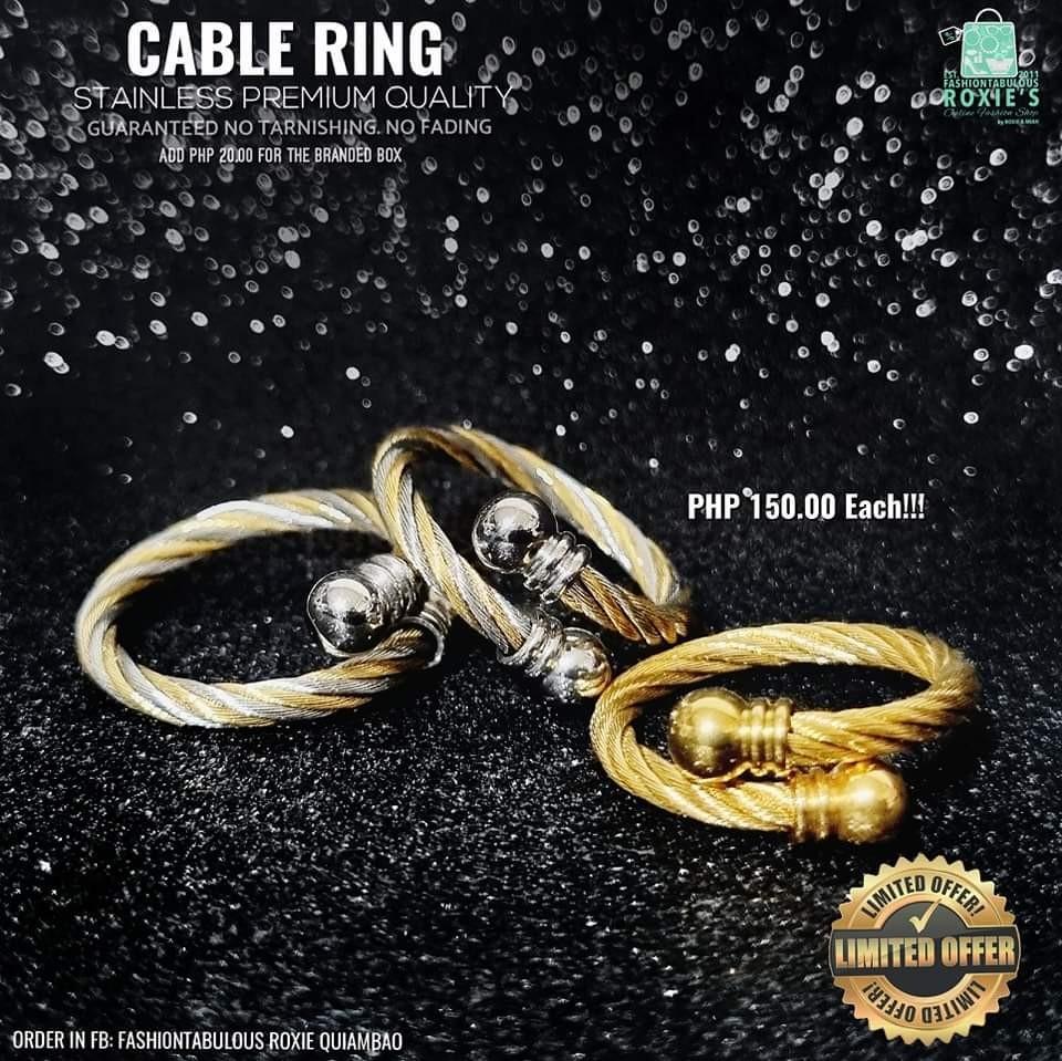 STAINLESS STEEL CABLE RINGS, Women's Fashion, Jewelry & Organizers ...