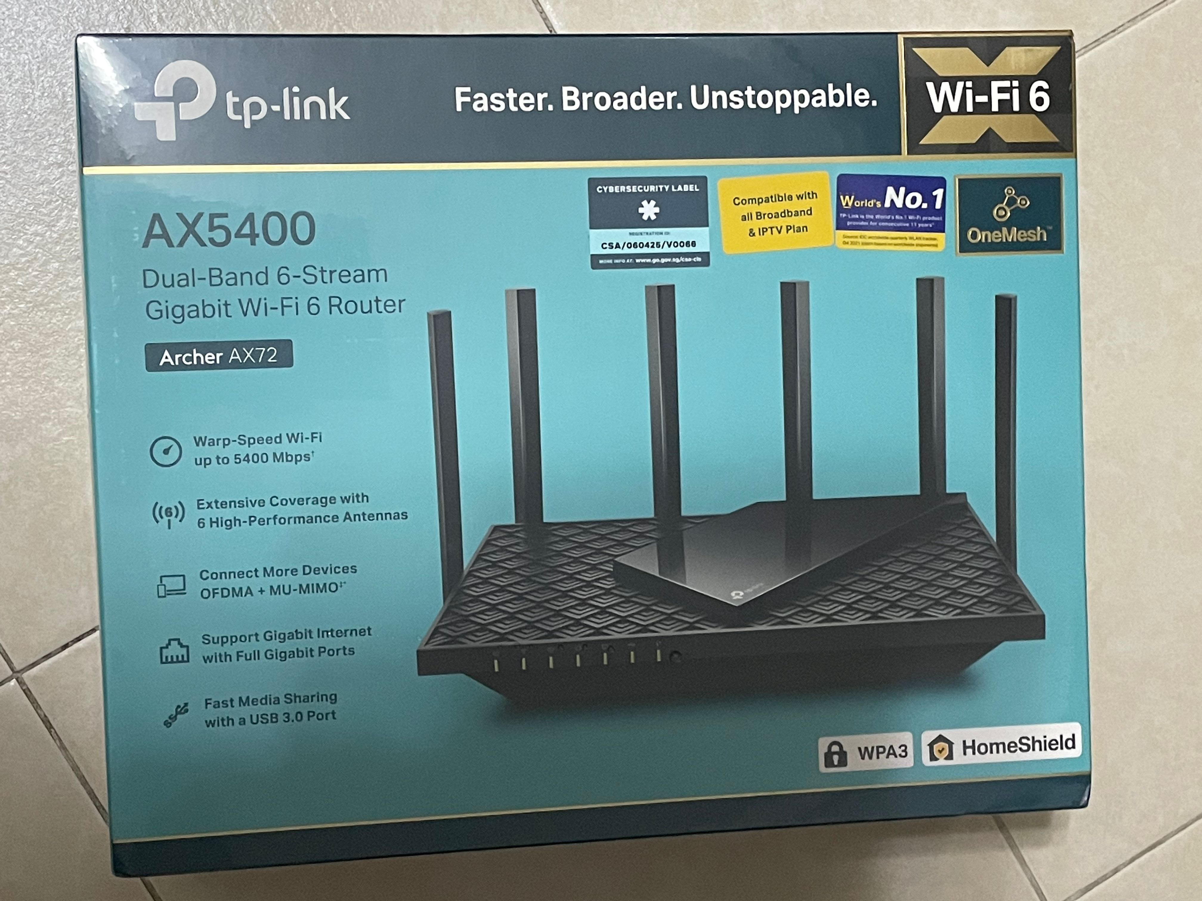 TP Link AX 5400 Dual- Band 6-stream Gigabit Wifi 6 Router, Computers ...