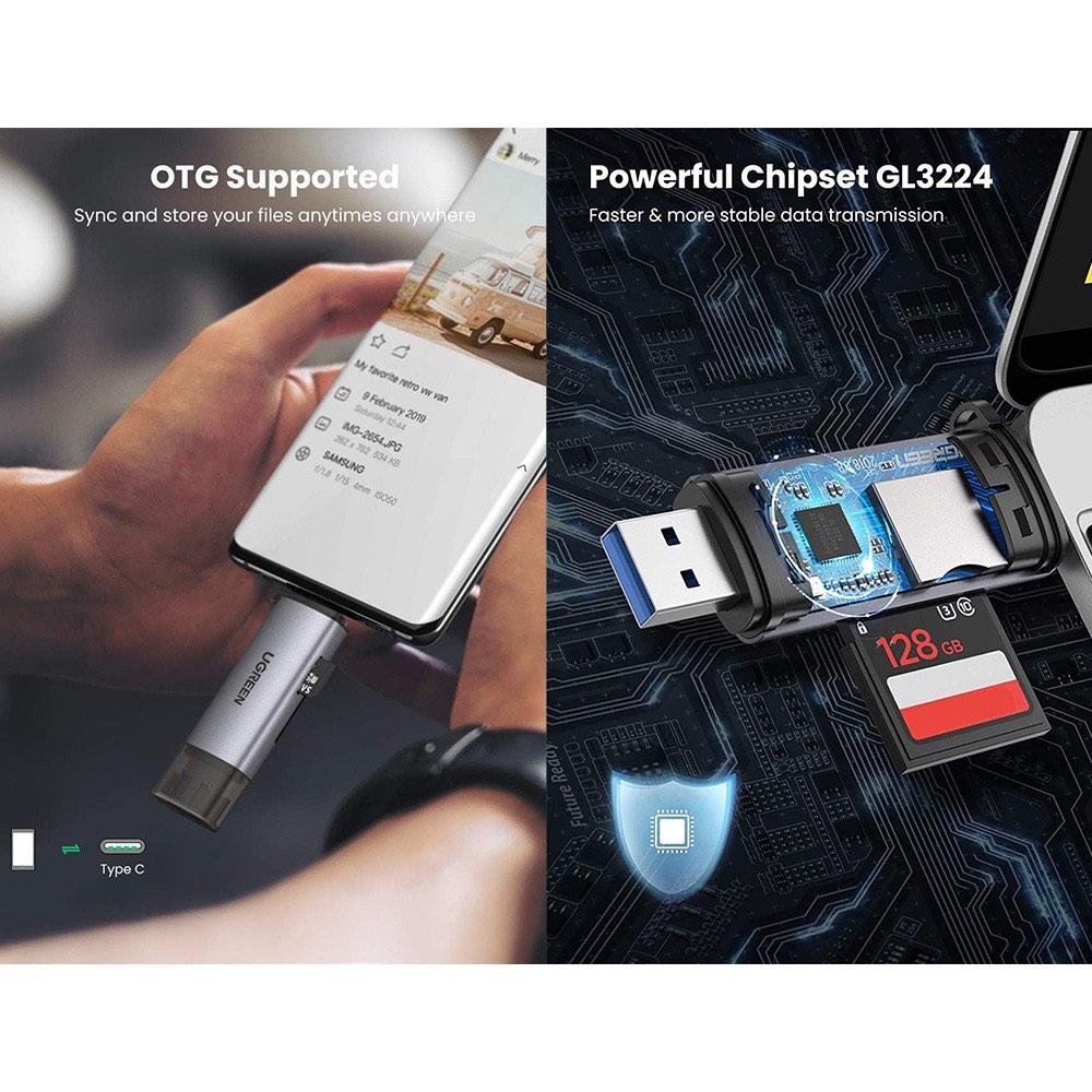 UGREEN 2 in 1 SD TF Card Reader USB Type C USB 3.0 OTG Memory Card ...