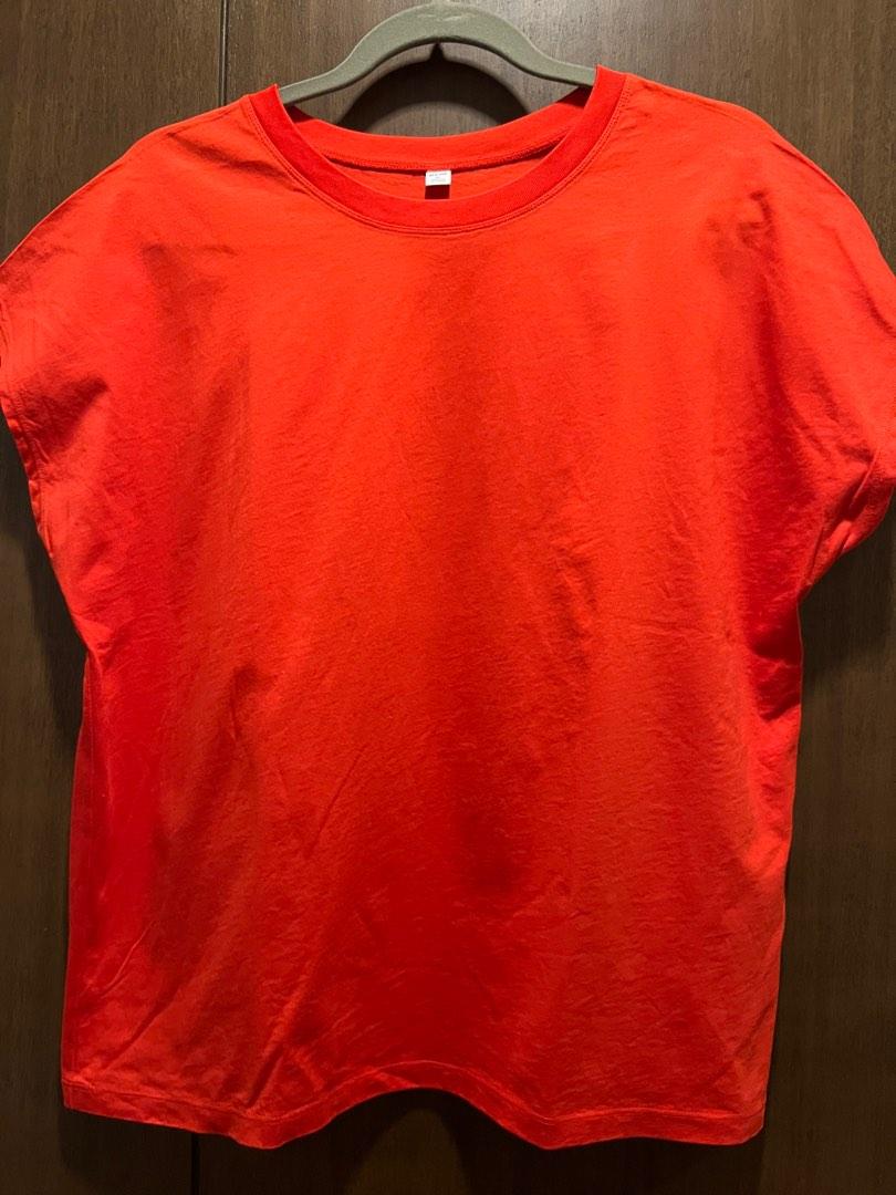 Uniqlo red orange top, Women's Fashion, Tops, Blouses on Carousell