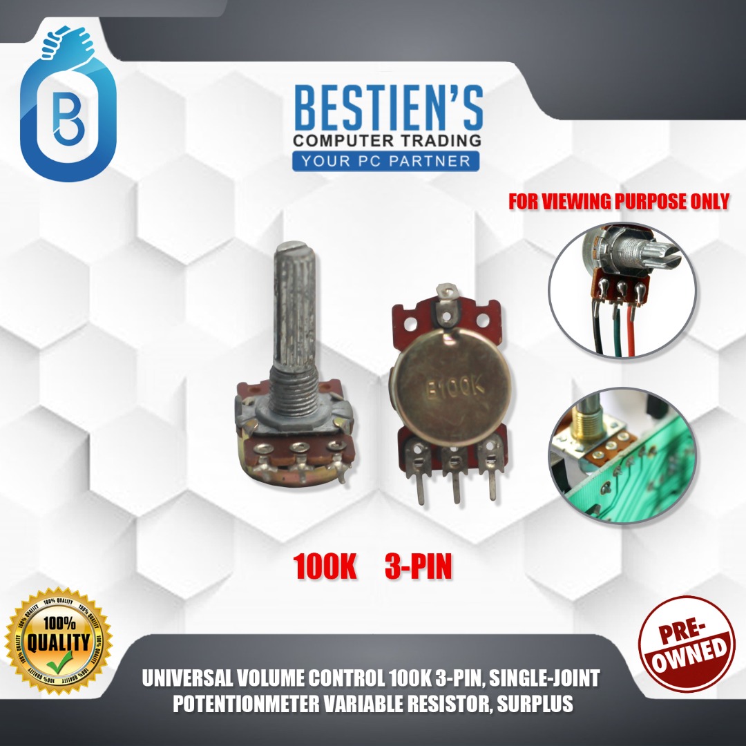 UNIVERSAL VOLUME CONTROL 100K 3-PIN, SINGLE-JOINT POTENTIOMETER ...