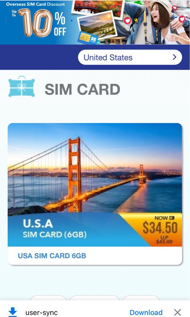 USA SIM card, Tickets & Vouchers, Flights & Overseas Attractions on Carousell