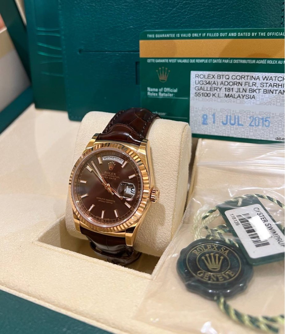 [USED] Rolex Day-Date 118135 Choco dial, Luxury, Watches on Carousell