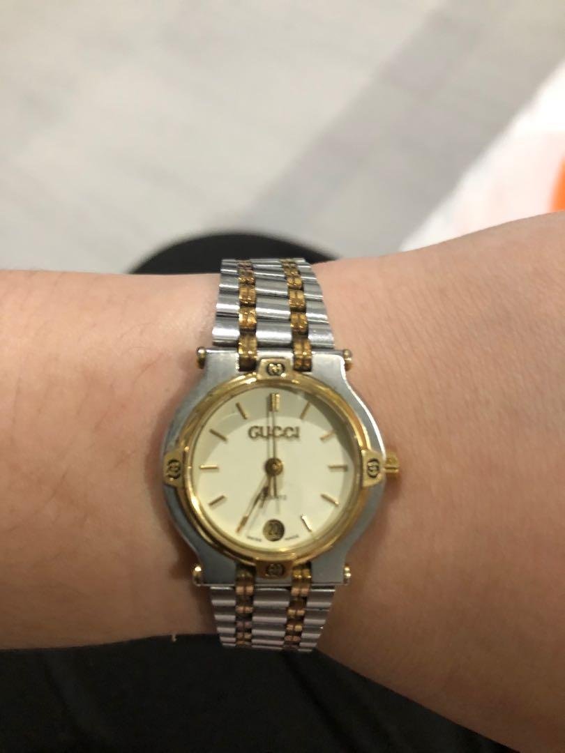 Vintage Gucci Two-tone Stainless Steel Quartz Watch 9000L, Women's Fashion, Watches ...