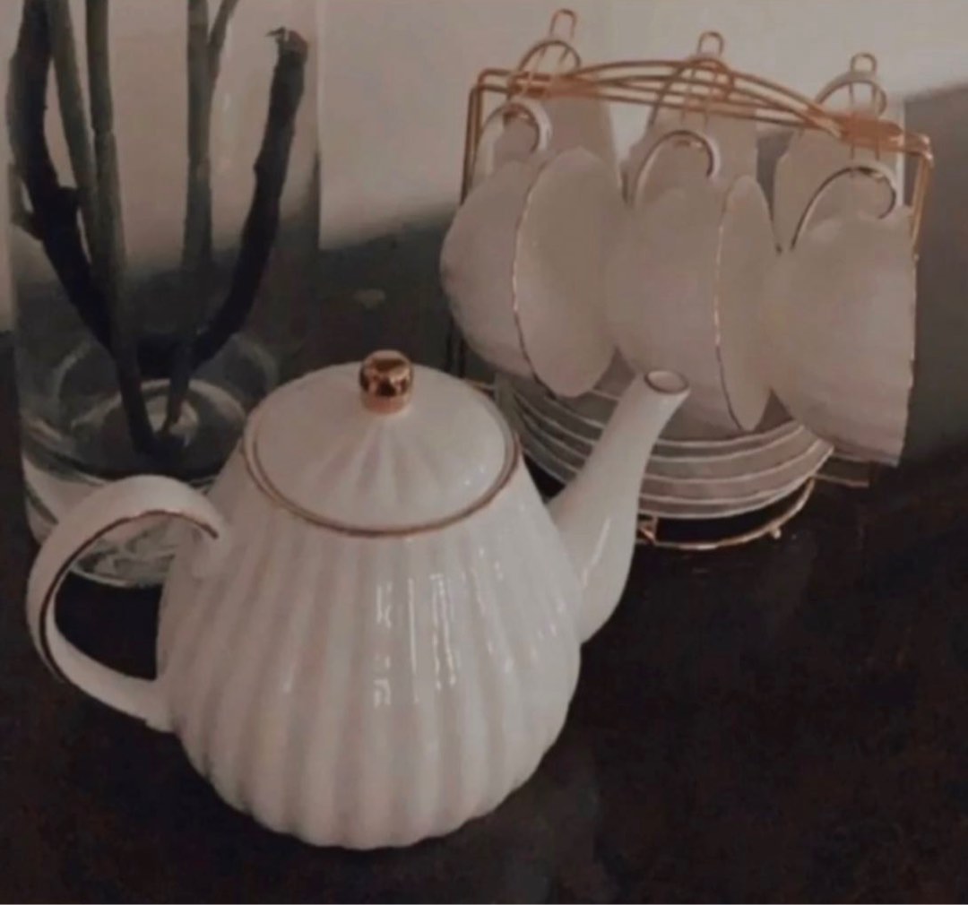 White Tea Set, Furniture & Home Living, Kitchenware & Tableware, Coffee ...