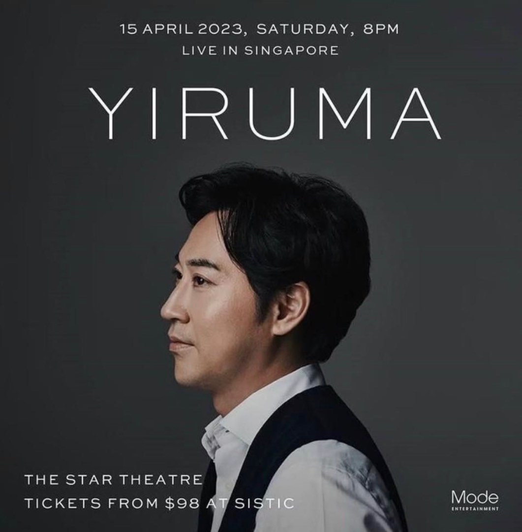Yiruma concert 2023 Cat 4 - 2 tickets, Tickets & Vouchers, Event Tickets on Carousell