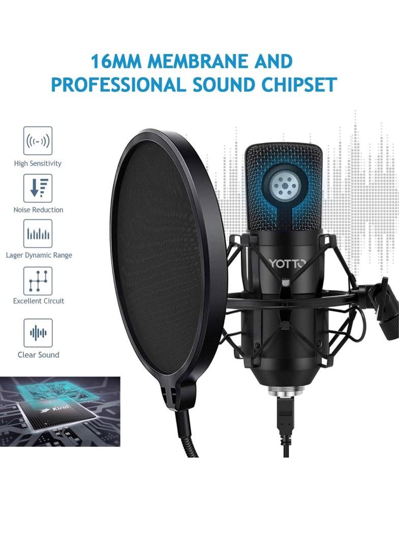 YOTTO USB Microphone Kit 192KHZ/24BIT Plug & Play Computer PC Microphone Studio Streaming ...