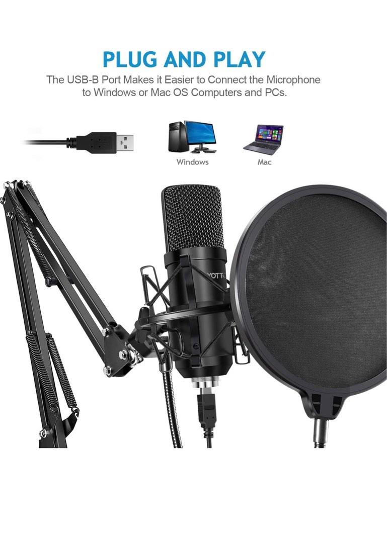 YOTTO USB Microphone Kit 192KHZ/24BIT Plug & Play Computer PC ...