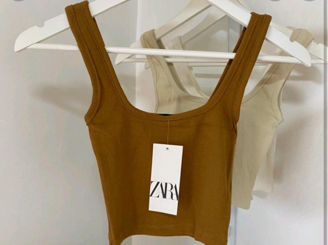 Zara Square Tank Neck Ribbed Top, Women's Fashion, Tops, Sleeveless on ...