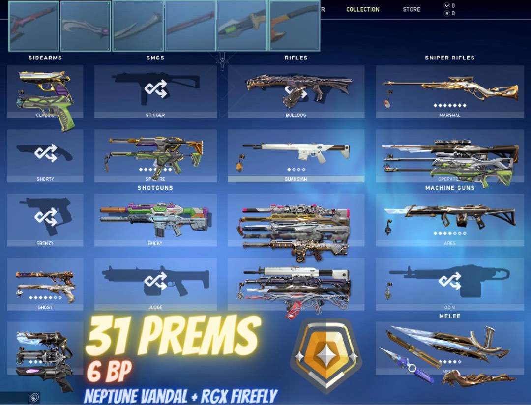 31 PREMIUMS RGX 2.0 BUNDLE + SOL BUNDLE + NEPTUNE VANDAL CHEAP VALORANT ...