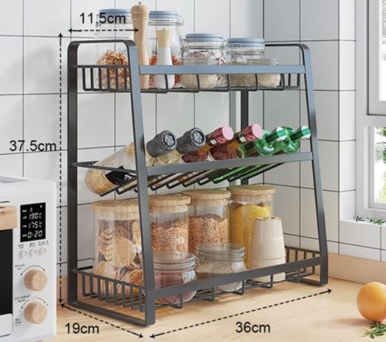 3 Tier Kitchen Spice | Sauce Bottle Storage Rack, Furniture & Home ...