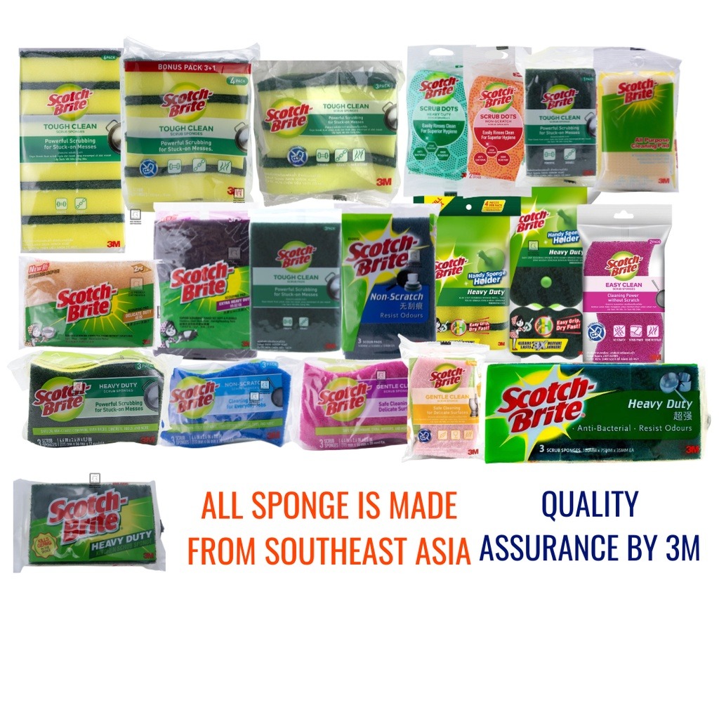 3M Scotch-Brite Sponge Anti-Bacterial Non Scratch Washing Sponge Dish ...