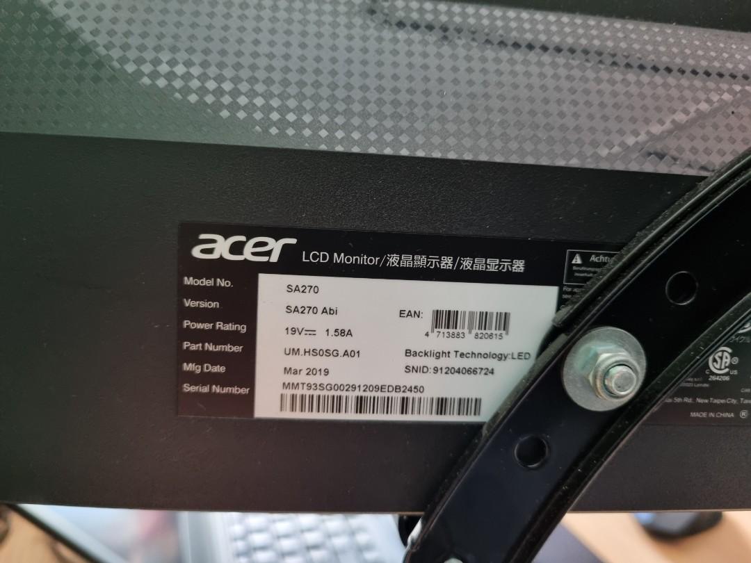 Acer SA270 (27 inch) Full HD with a monitor arm, Computers & Tech ...