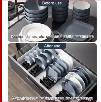 Adjustable Plate Bowl Rack Storage | Cabinet Drawer Dinnerware ...