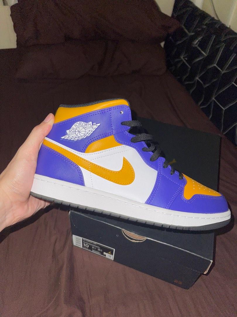 AIR JORDAN 1 MID (lakers colorway), Men's Fashion, Footwear, Sneakers ...