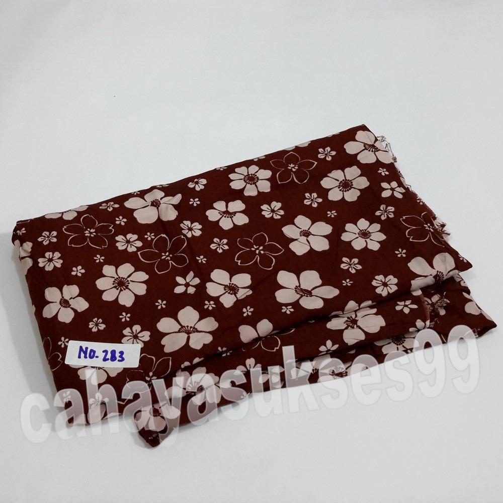Bahan Kain Polyester Coklat Motif Bunga 150cm x 114cm Kain Craft Perca ...